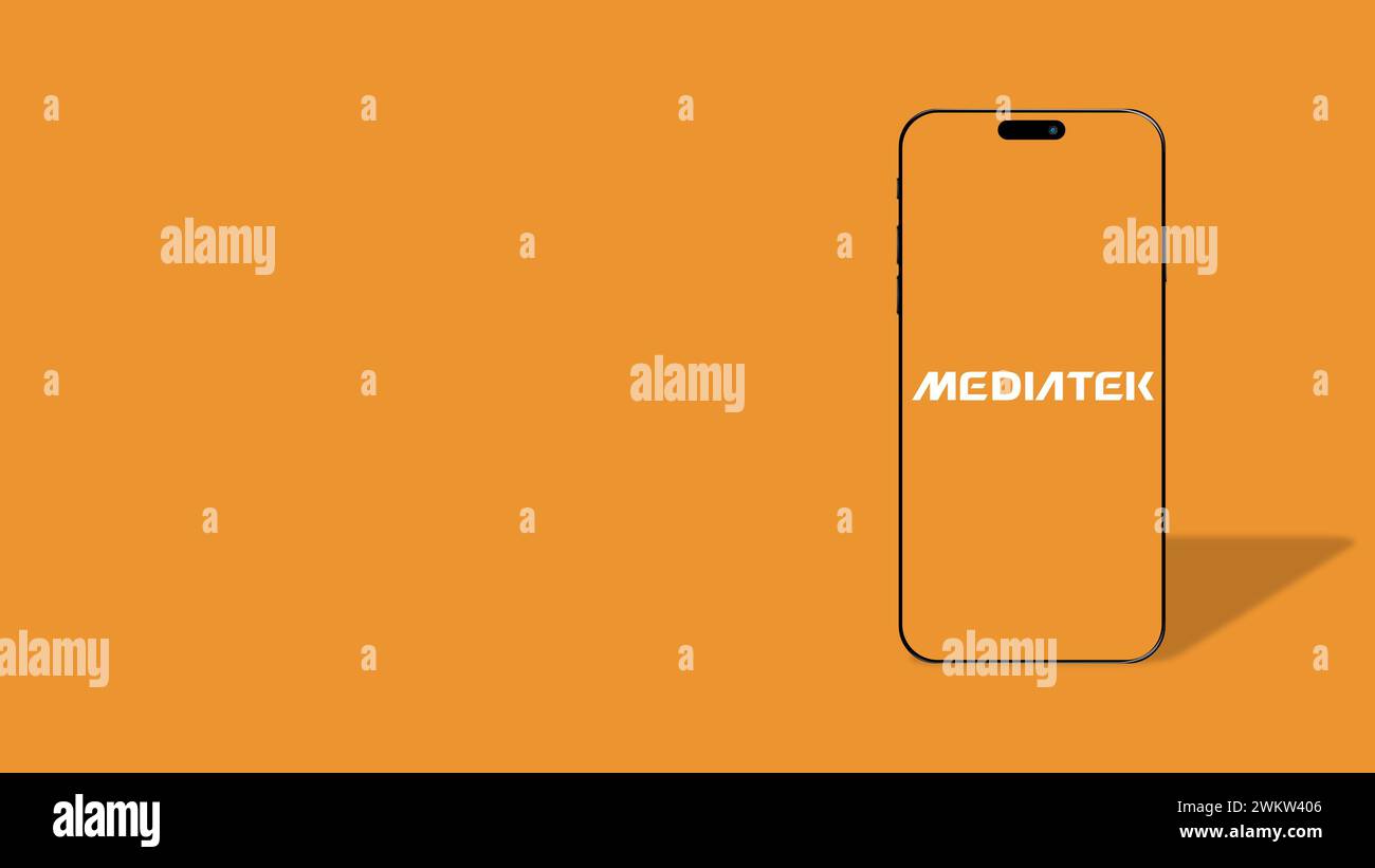 Istanbul, Turkey - 19 Feb 2024: Mediatek logo on smartphone screen ...