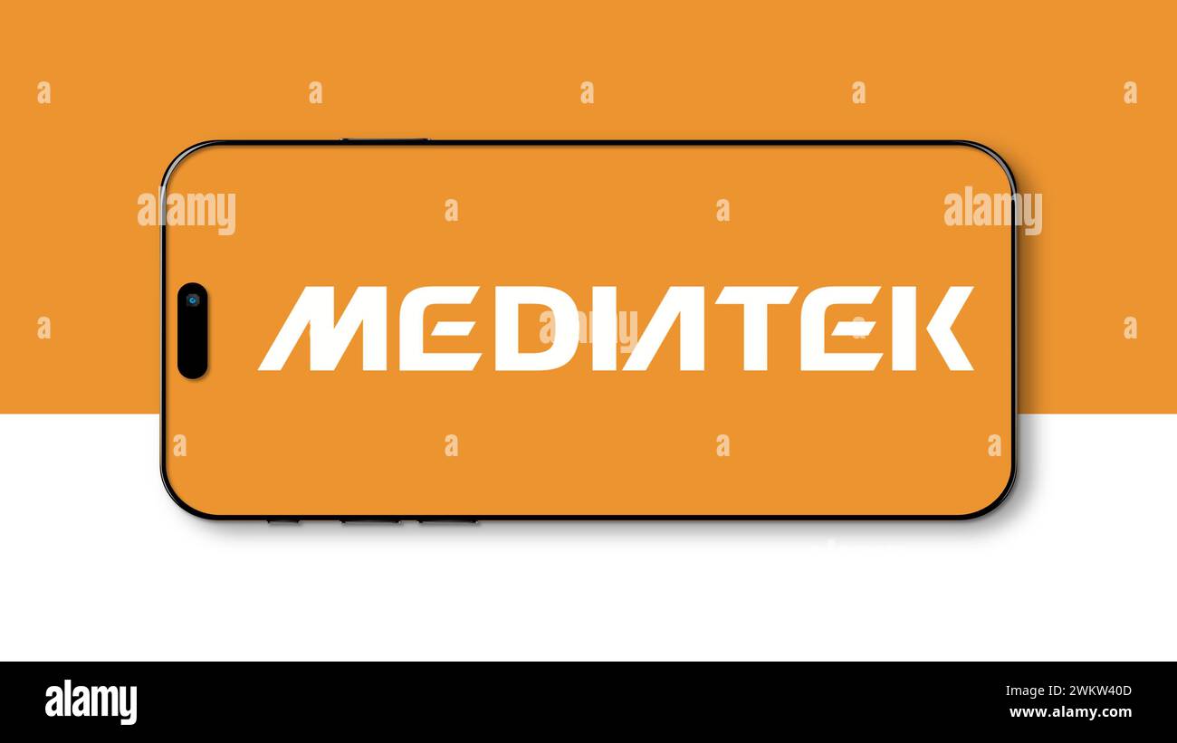 Istanbul, Turkey - 19 Feb 2024: Mediatek logo on smartphone screen ...