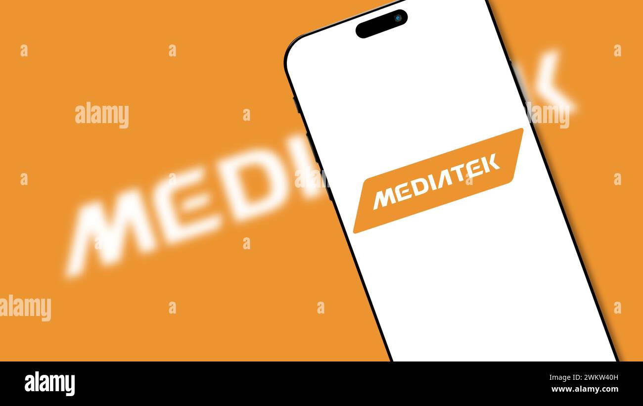Istanbul, Turkey - 19 Feb 2024: Mediatek logo on smartphone screen ...