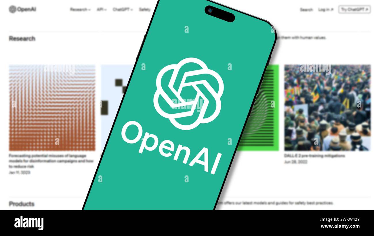 Istanbul, Turkey - 19 Feb 2024: OpenAI logo on smartphone screen with ...