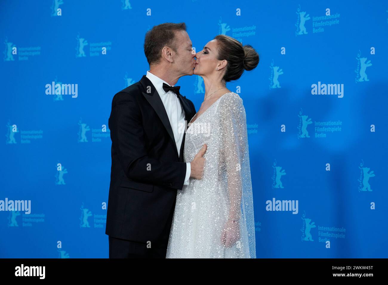 Actors Rocco Siffredi, left, and Rosa Caracciolo, right, pose for media ...