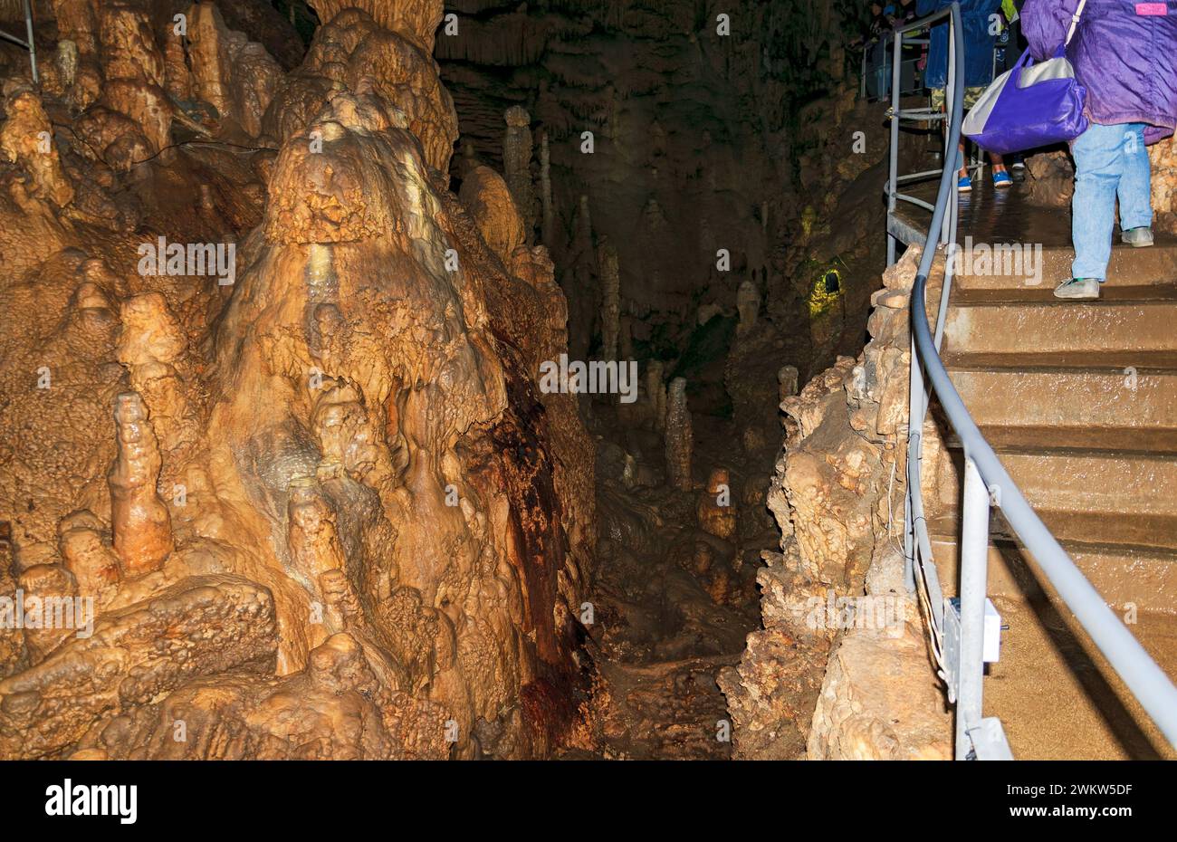 A woman, a member of a tourist group, poses against the backdrop of a ...