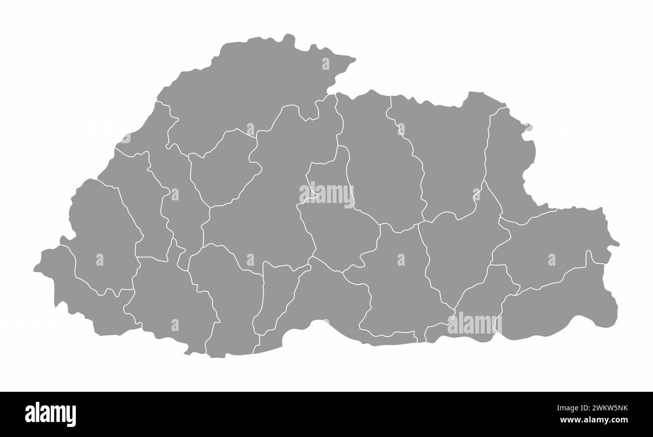 Bhutan administrative map isolated on white background Stock Vector Image & Art - Alamy
