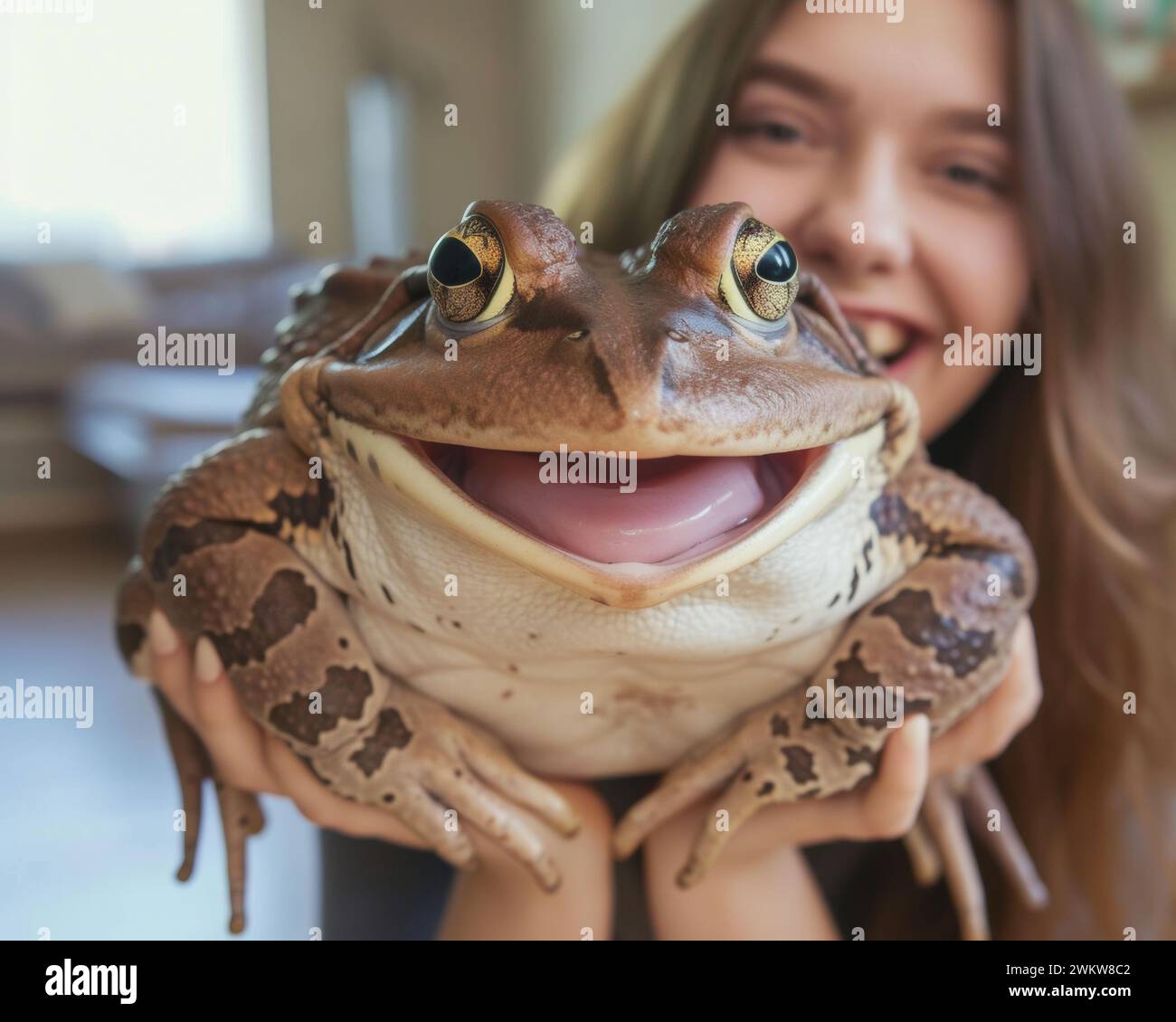 Green frog in human hands hi-res stock photography and images - Alamy