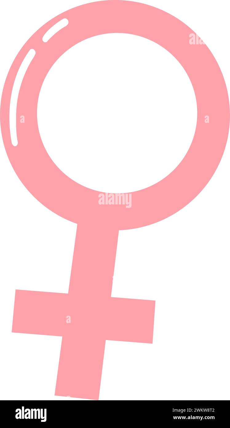 Hand drawn female sign, cute flat gender sign in pink color. Vector ...