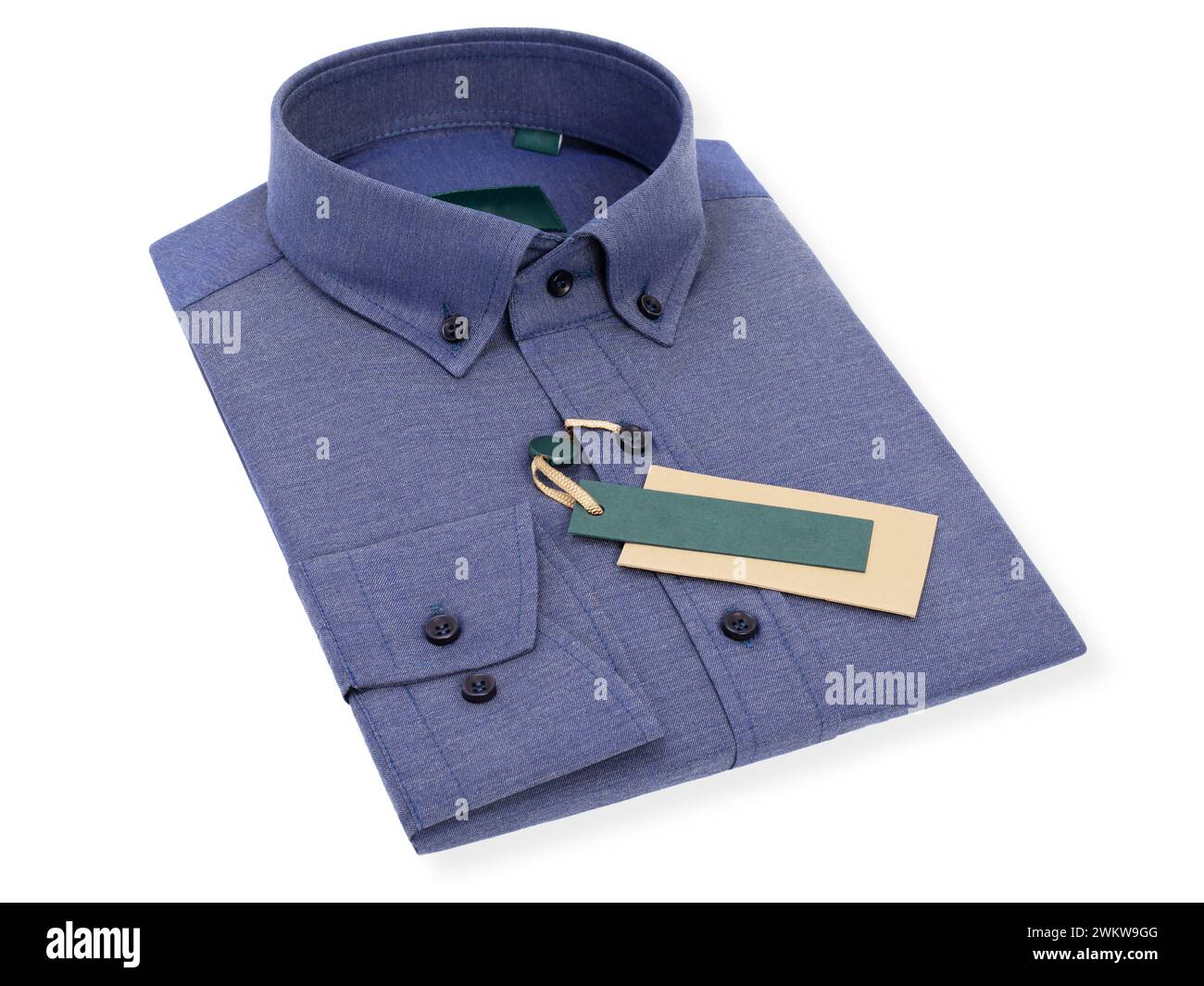 Blue folded long sleeved men's shirt isolated on white background Stock ...