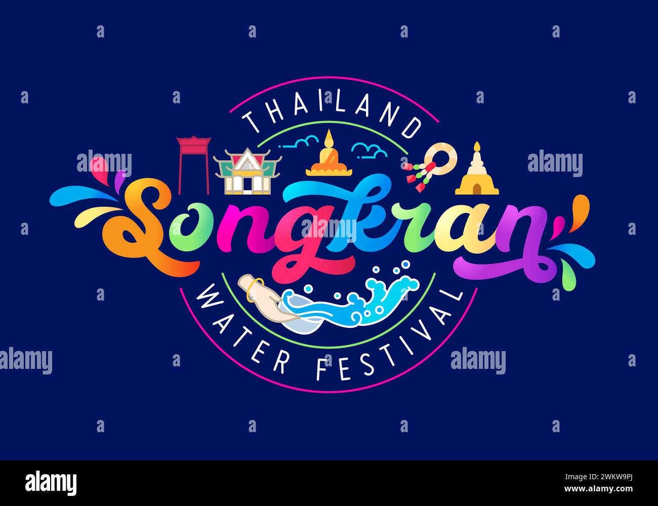 Songkran festival banner colorful celebration concept vector ...
