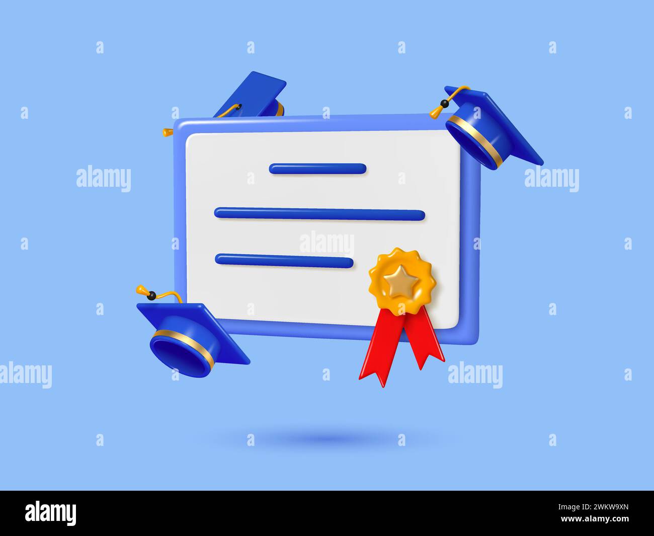 3d diploma with graduation caps Stock Vector Image & Art - Alamy