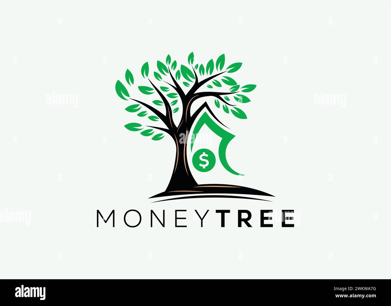 Minimalist Money tree logo design vector template. Money grow ...