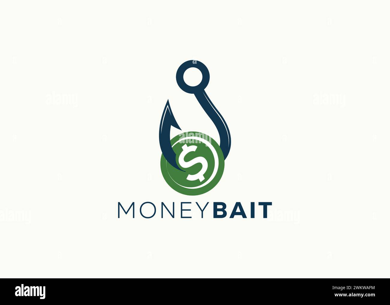 Money on the fishing hook logo design vector template .Fishing hook and ...