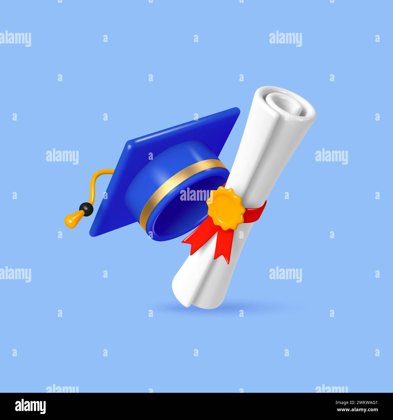 3d illustration cap diploma Stock Vector Images - Alamy