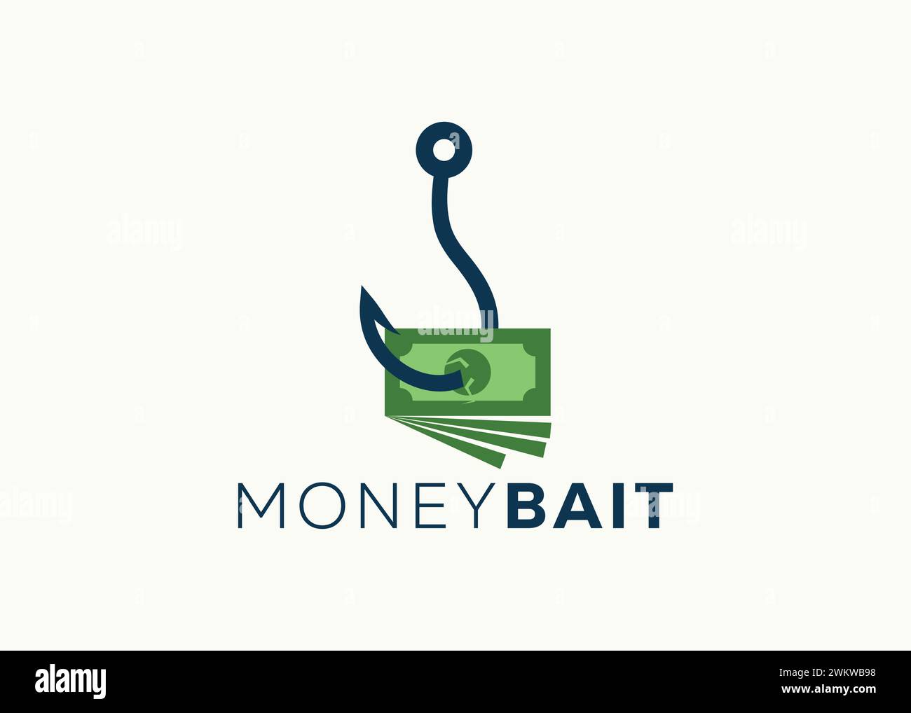 Money on the fishing hook logo design vector template. Fishing hook and ...