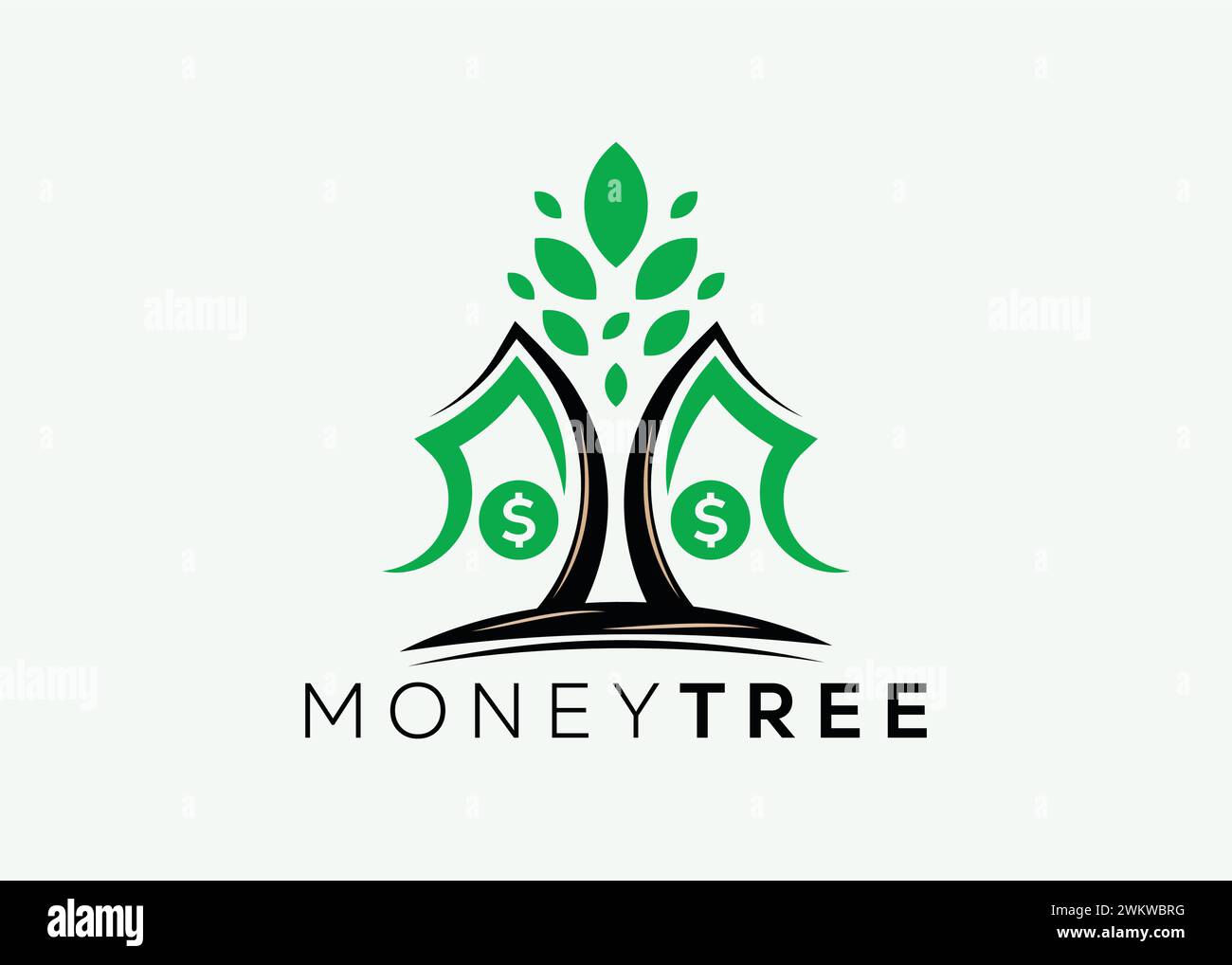 Minimalist Money tree logo design vector template. Money grow ...