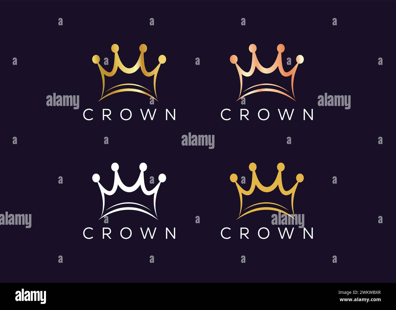 Minimalist Gold crown logo design vector template. Luxury kings crown ...