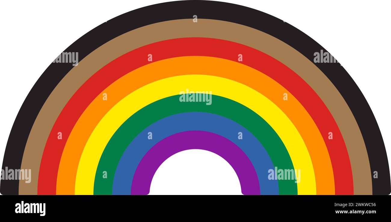 Rainbow Icon Symbol With Black And Brown Lgbtq Flat Vector Illustration Stock Vector Image
