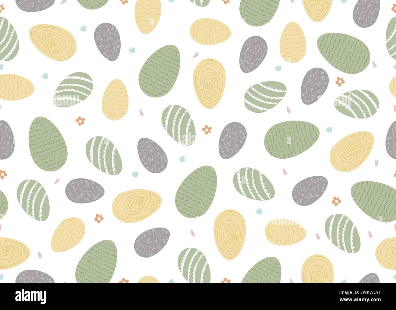 Seamless pattern for easter. Easter eggs, branches, flowers in pastel ...