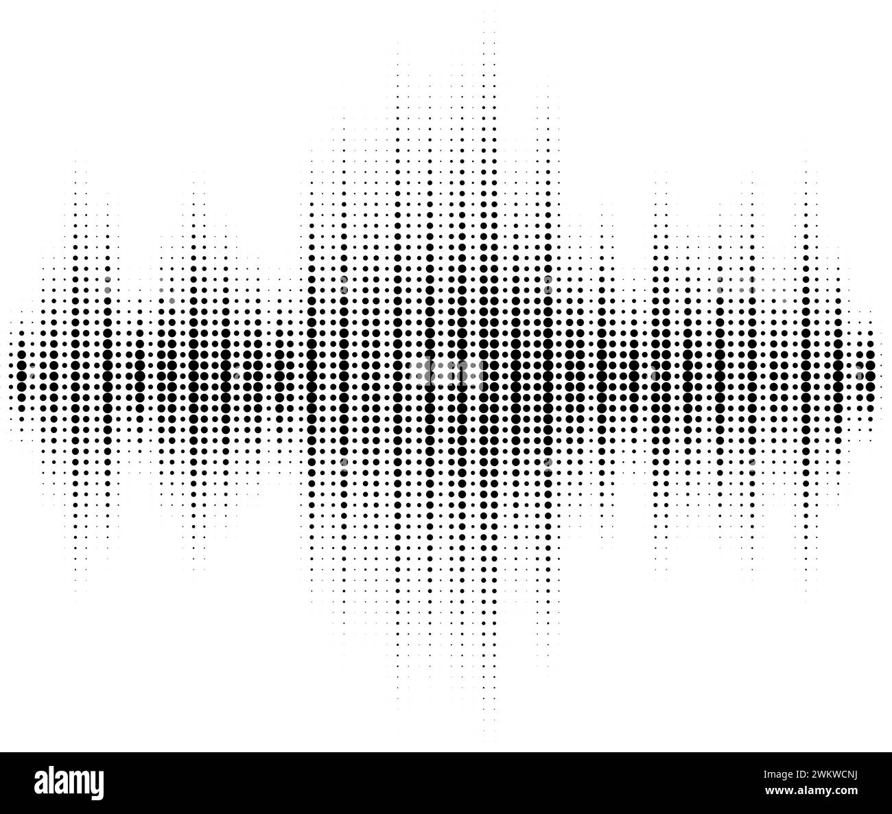 Halftone pattern audio waveform. Sound wave spectrum. Abstract dotted ...