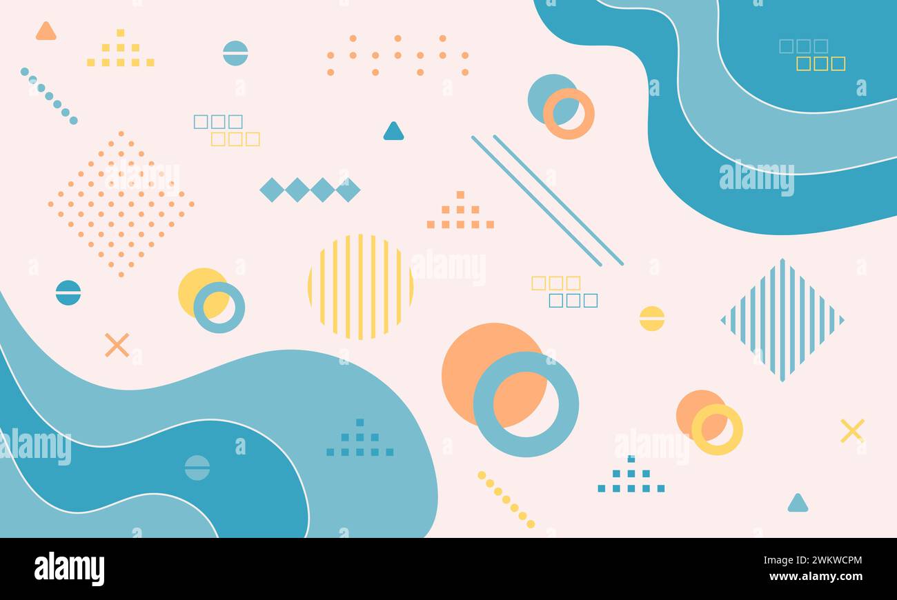 Group of retro design elements. Pattern from geometric shapes in ...