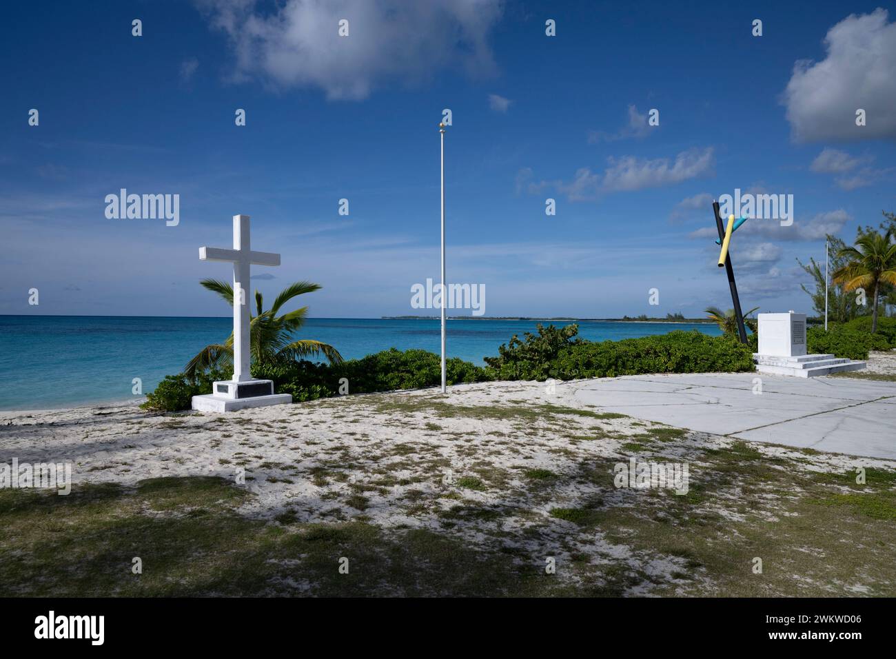 Columbus Monument and Cross on San Salvador Island Bahamas, Columbus ...