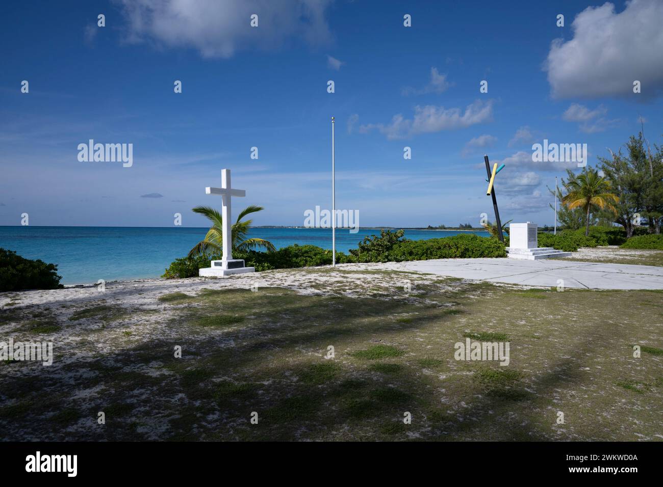 Columbus Monument and Cross on San Salvador Island Bahamas, Columbus ...