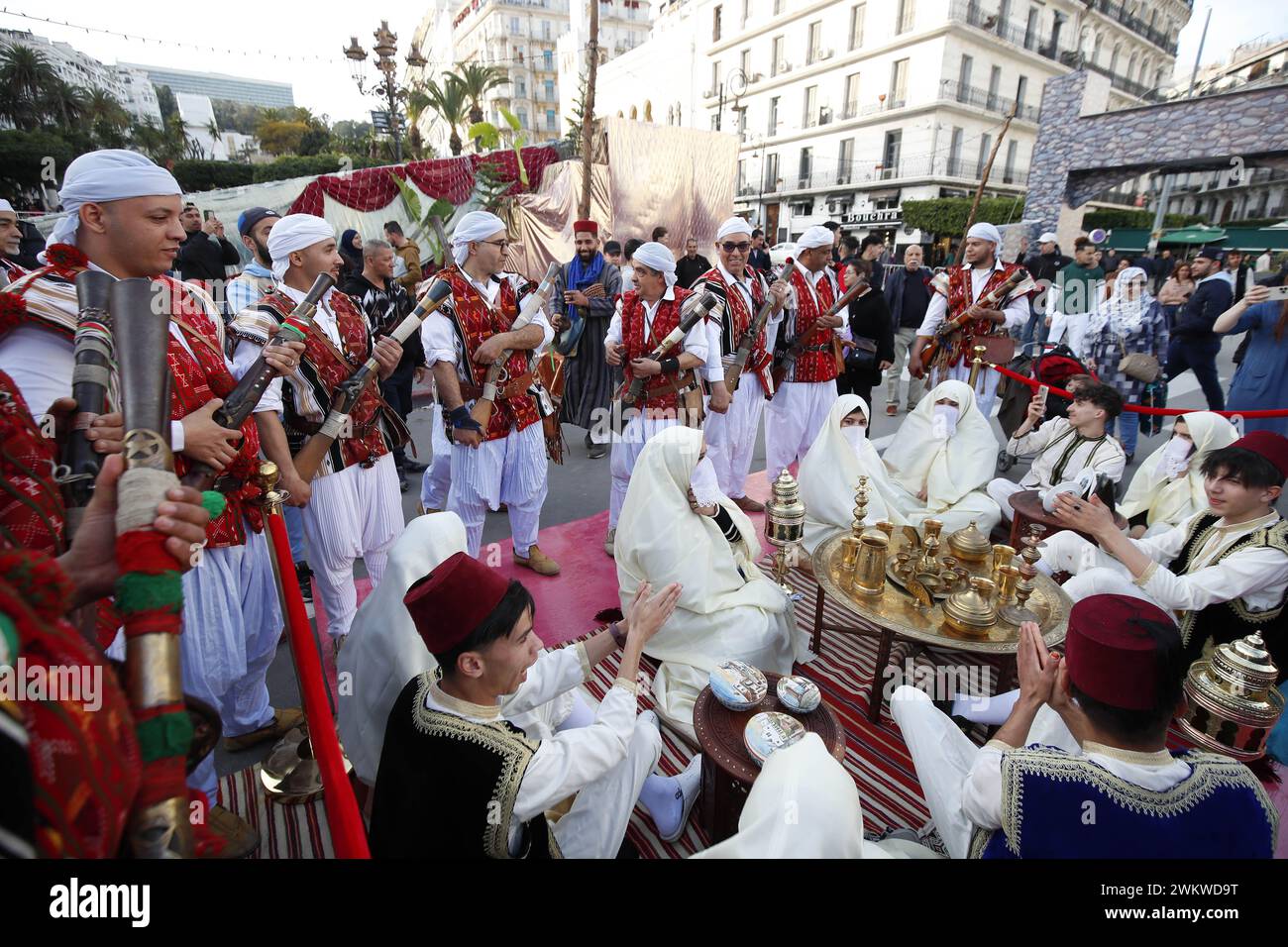 Algiers. 22nd Feb, 2024. People perform at a heritage show in Algiers, Algeria, on Feb. 22, 2024 ...