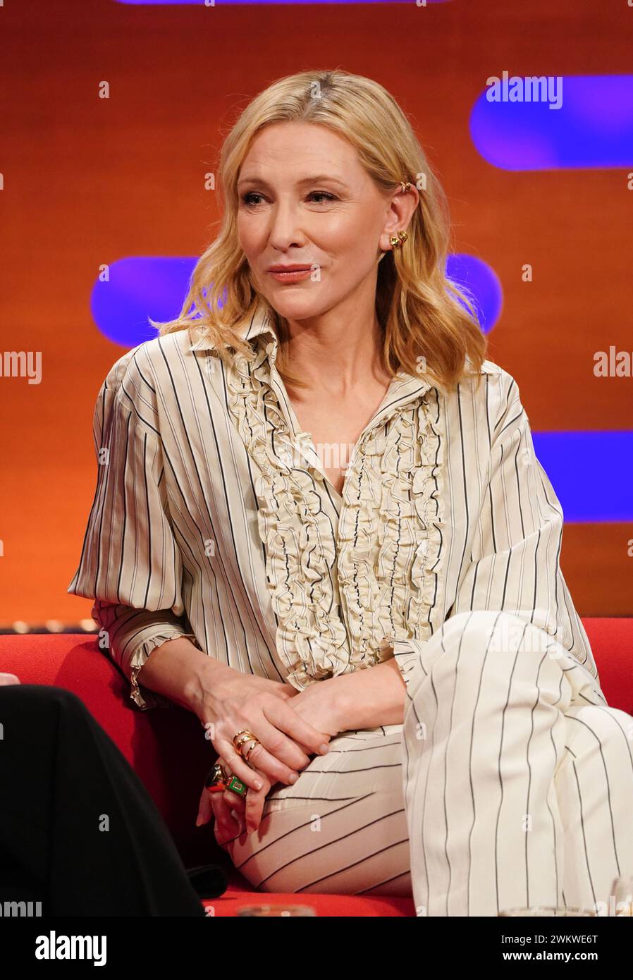 EDITORIAL USE ONLY Cate Blanchett during filming for the Graham Norton ...