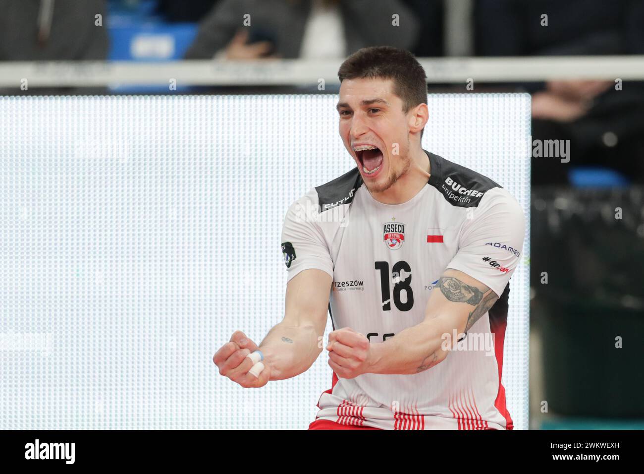 Rzeszow, Poland. 21st Feb, 2024. Klemen Cebulj of Asseco Resovia ...