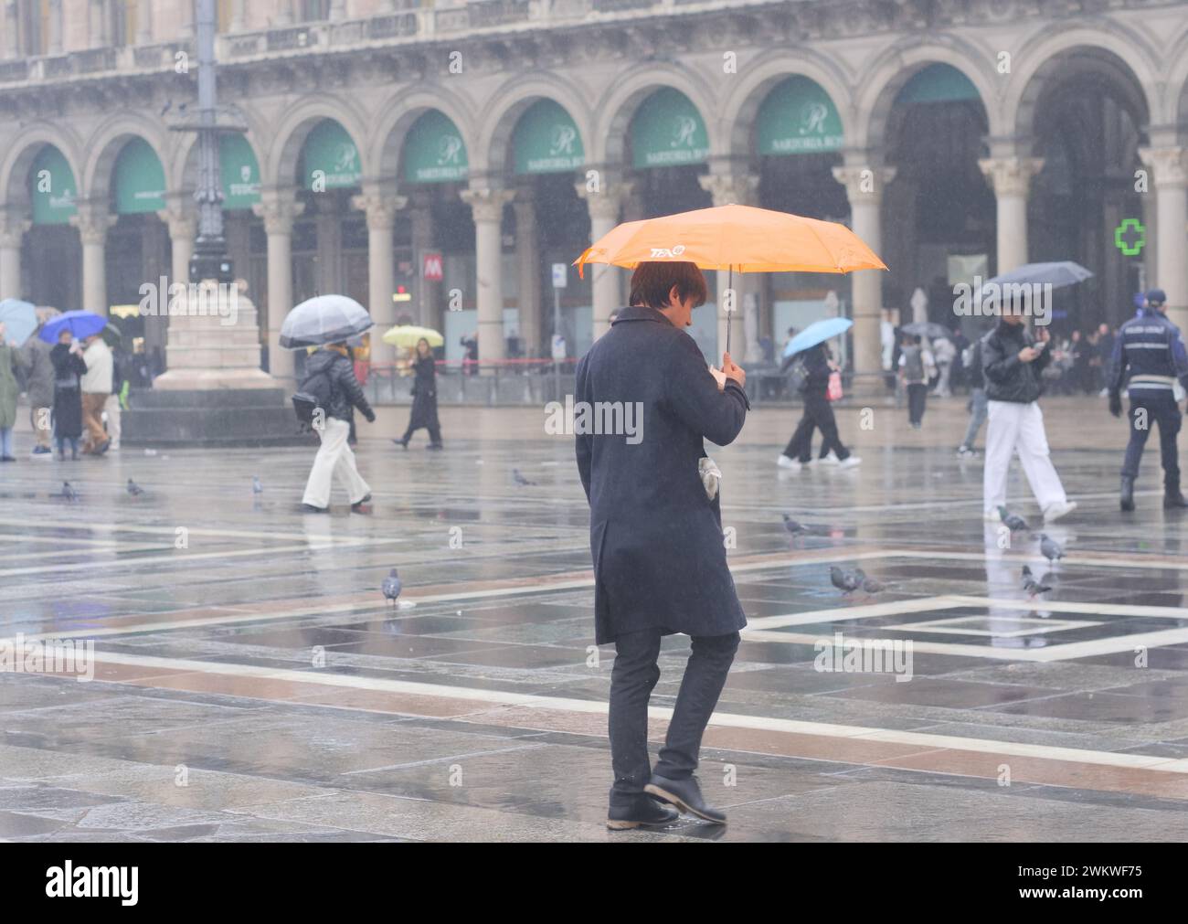Milan, Italy. 22nd Feb, 2024. Rain in the plains against smog, unstable ...