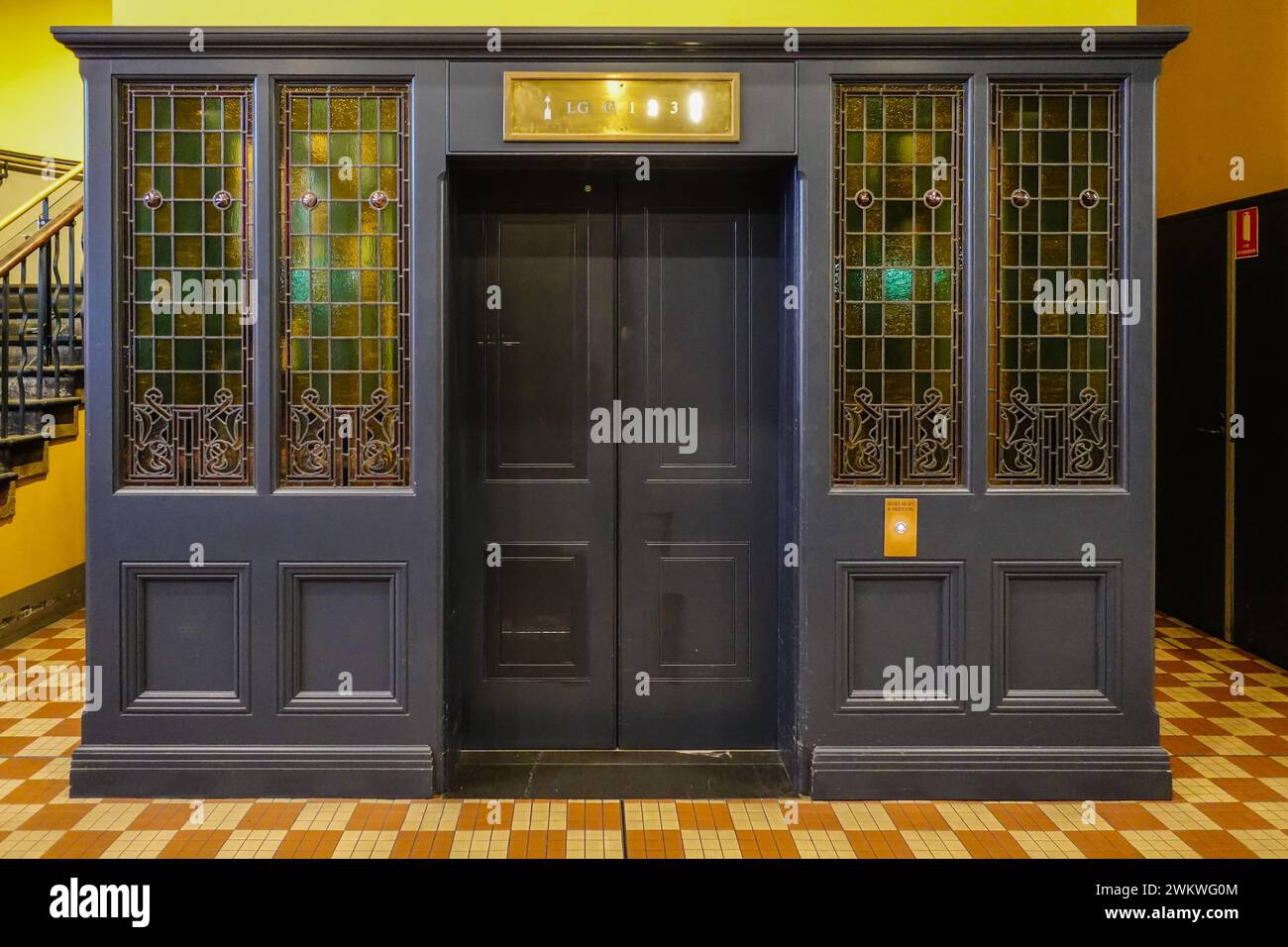 Old historic lift or elevator inside the Queen Victoria Building in ...