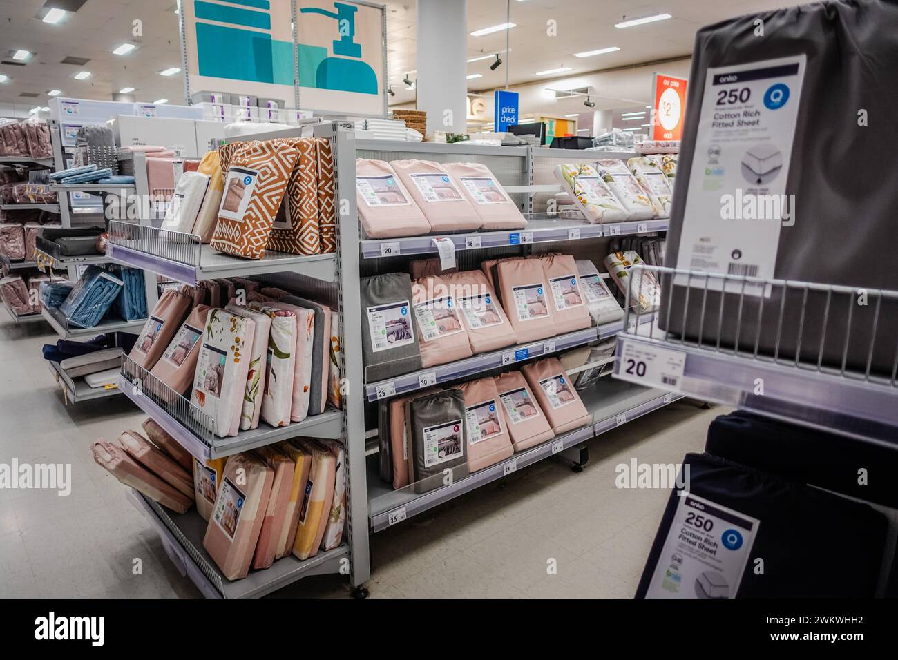 The bed sheet and bedding section of a department store in Sydney ...