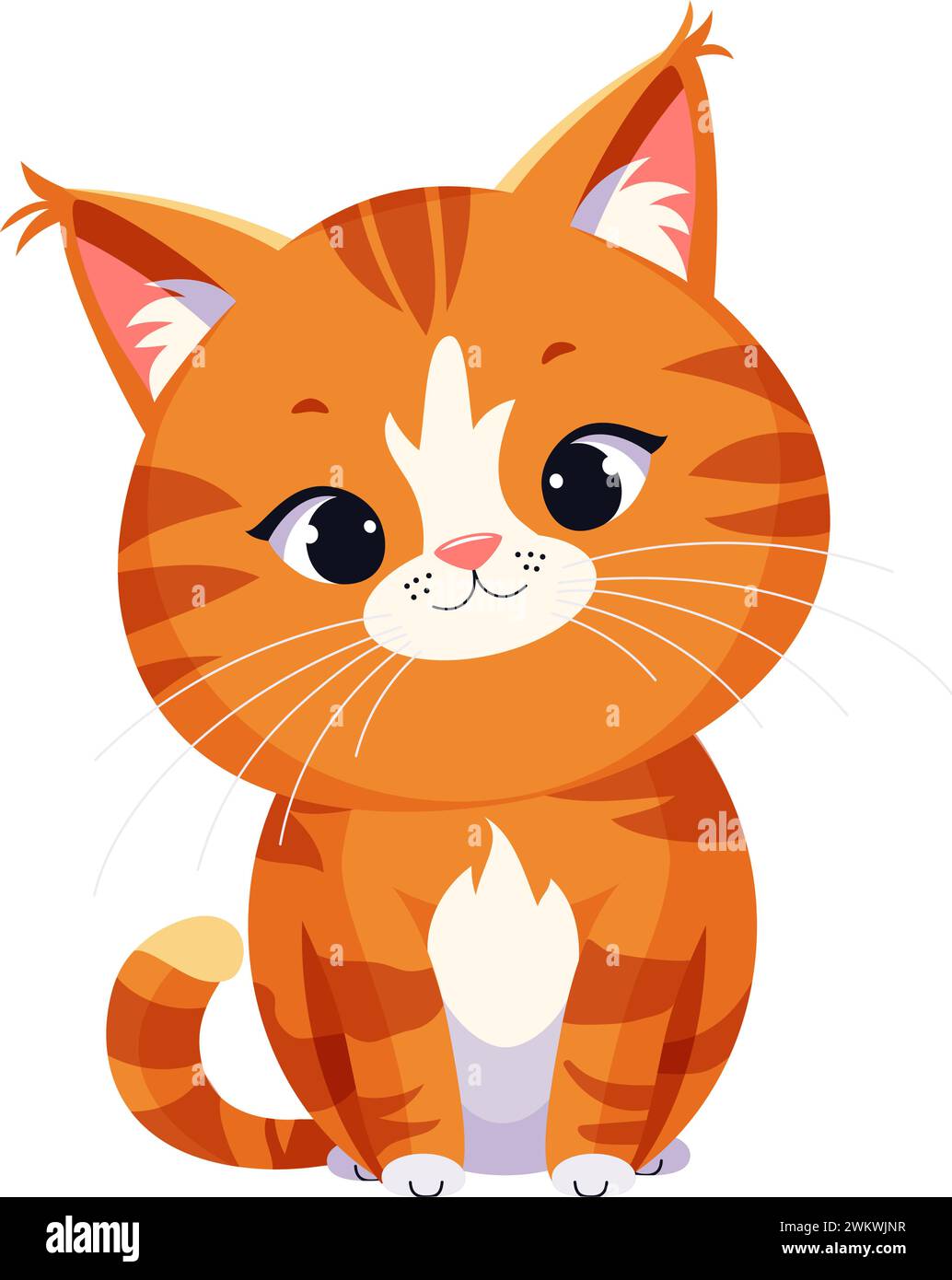 Cute big tabby Cat cartoon flat design illustration Stock Vector Image ...