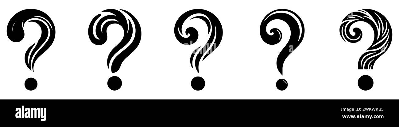 Question marks. Set of black and white question marks. Vector ...