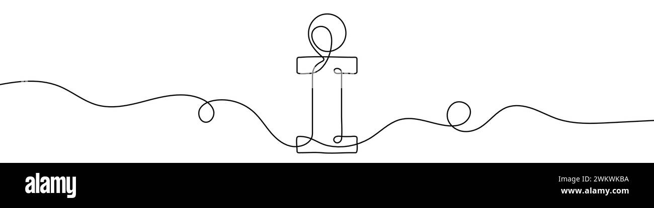 Continuous editable drawing of information symbol. One line drawing ...