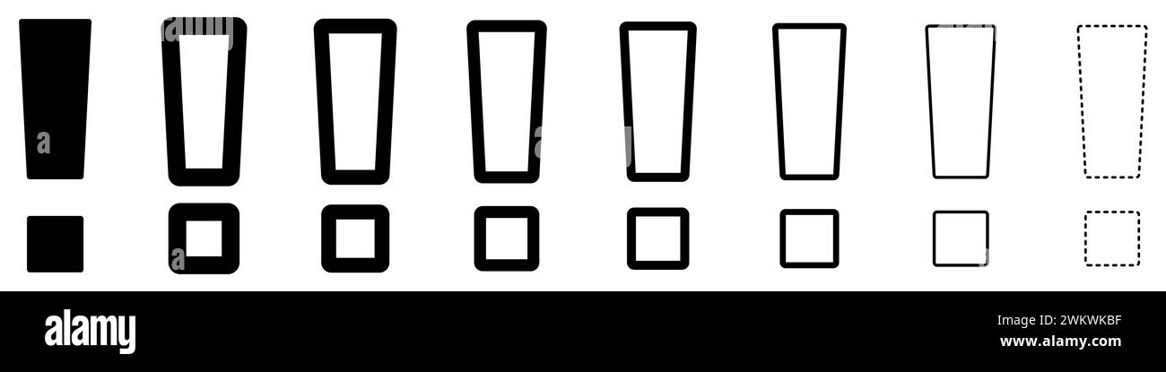 Exclamation marks. Set of black and white linear exclamation marks ...