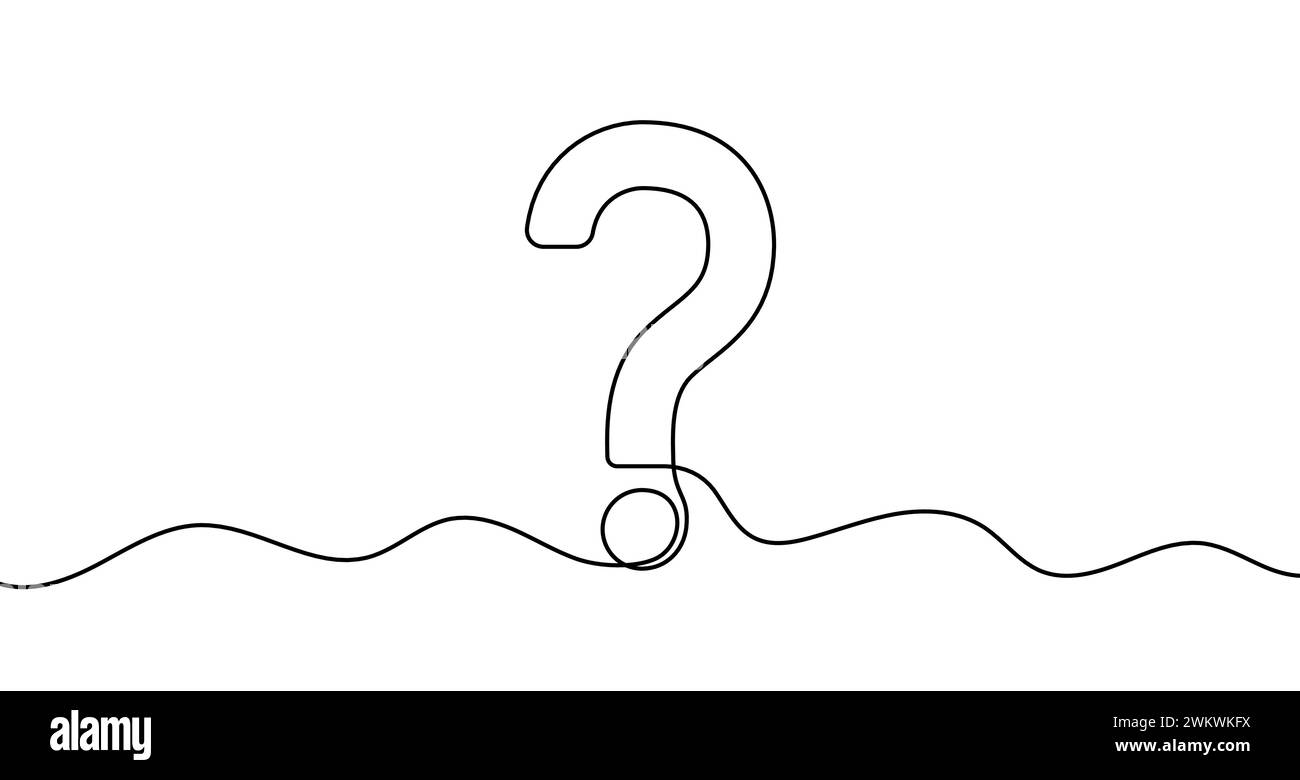 Continuous editable drawing of question mark. One line drawing ...