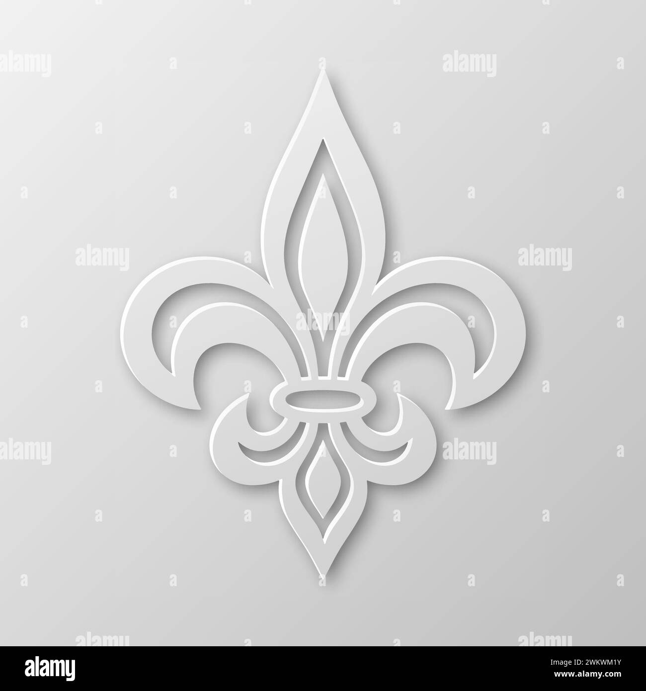 Vector Realistic Paper 3d Fleur De Lis Closeup on White Background ...