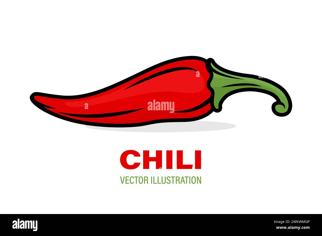Flat Vector Design Template of Whole Fresh Hot Chili Pepper Closeup ...
