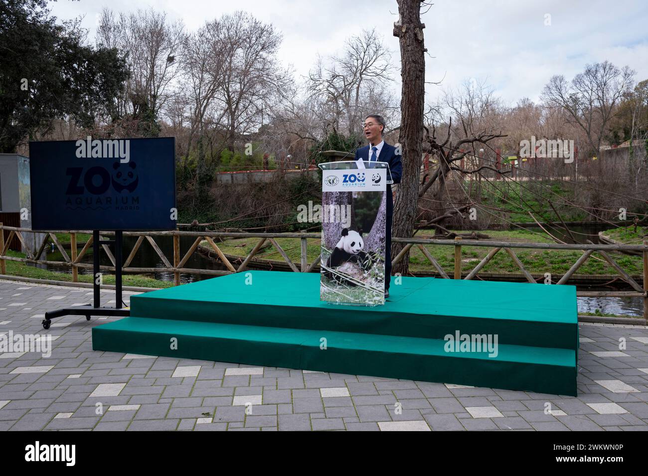 Yao Jing, ambassador of China in Spain, seen speaking during an ...