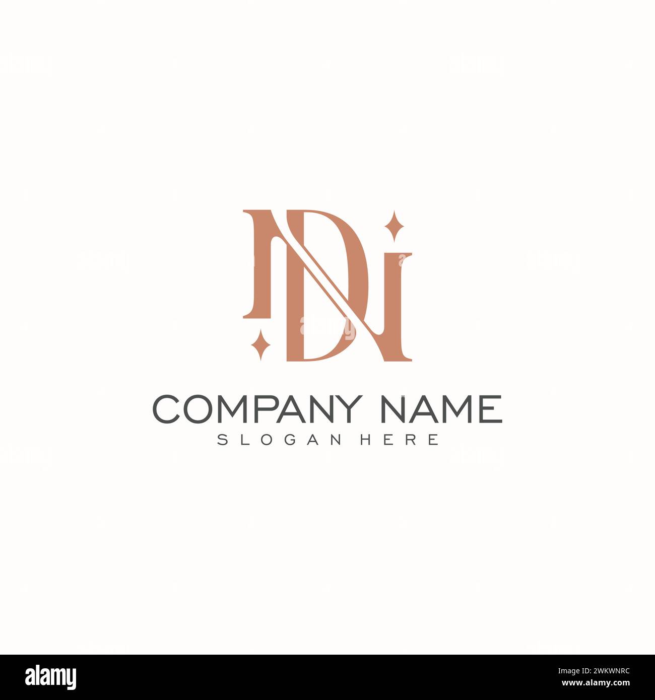 Luxury initial ND or DN monogram text letter logo design. Vector ...