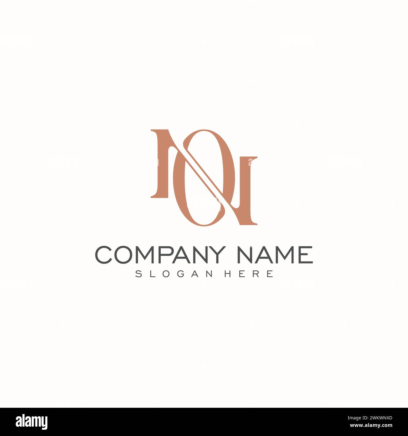 Luxury initial NO or ON monogram text letter logo design. Vector ...