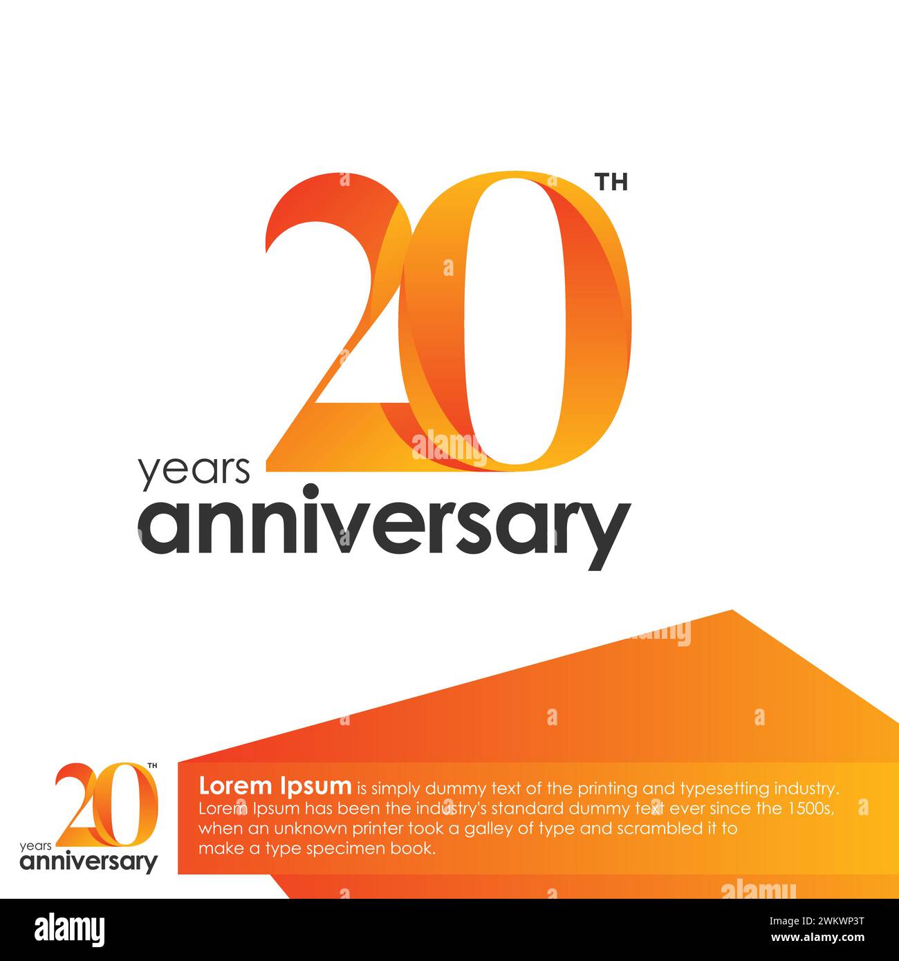 20th Anniversary logotype with orange color design template. Vector ...
