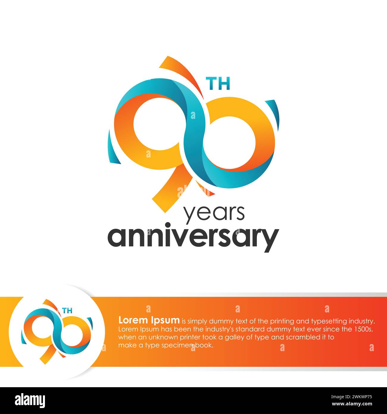 90th Anniversary logotype design colorful design template. Vector ...