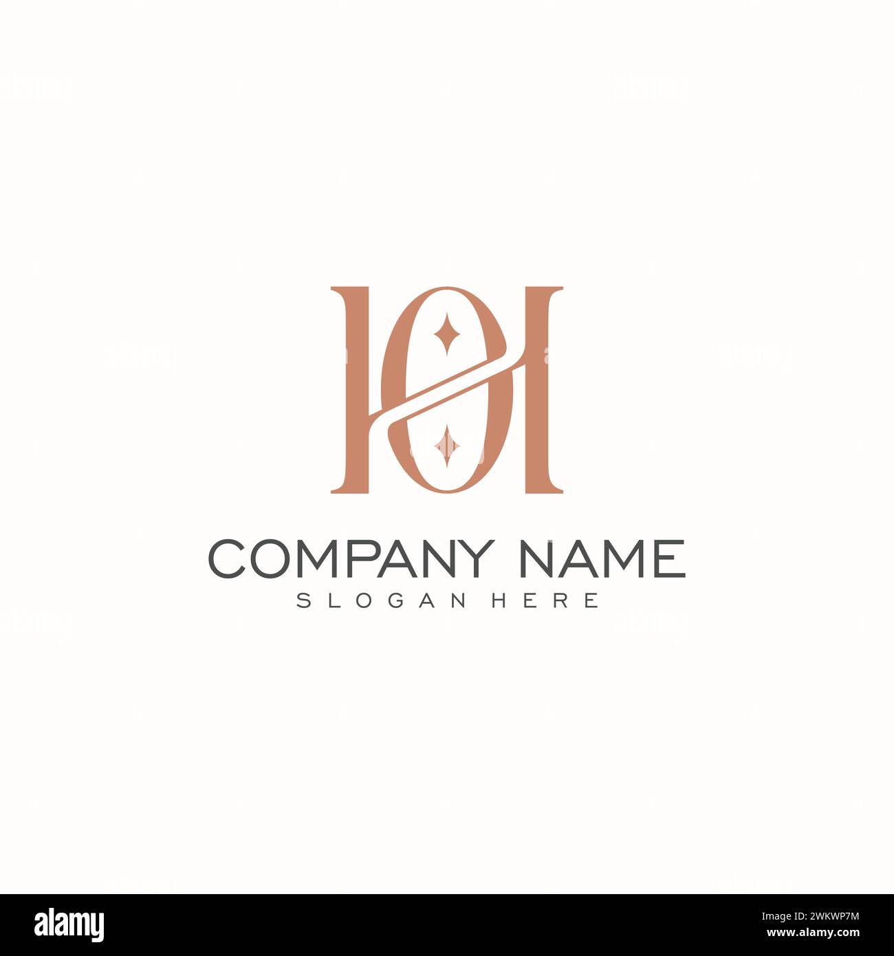 Luxury initial HO or OH monogram text letter logo design. Vector ...