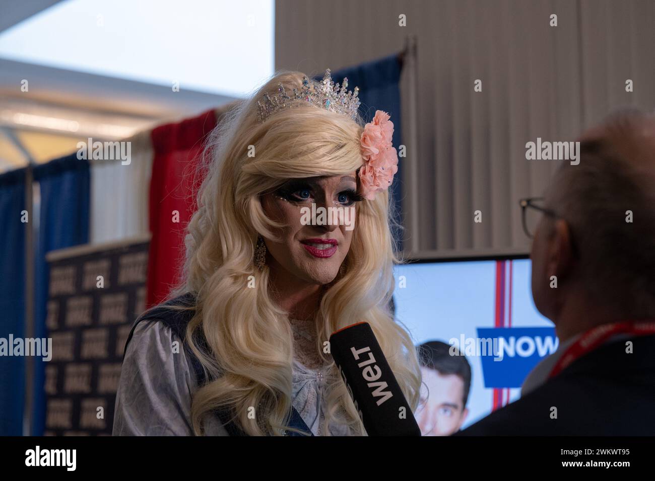 National Harbor, Maryland, USA. 22nd Feb 2024. Drag queen Lady MAGA ...