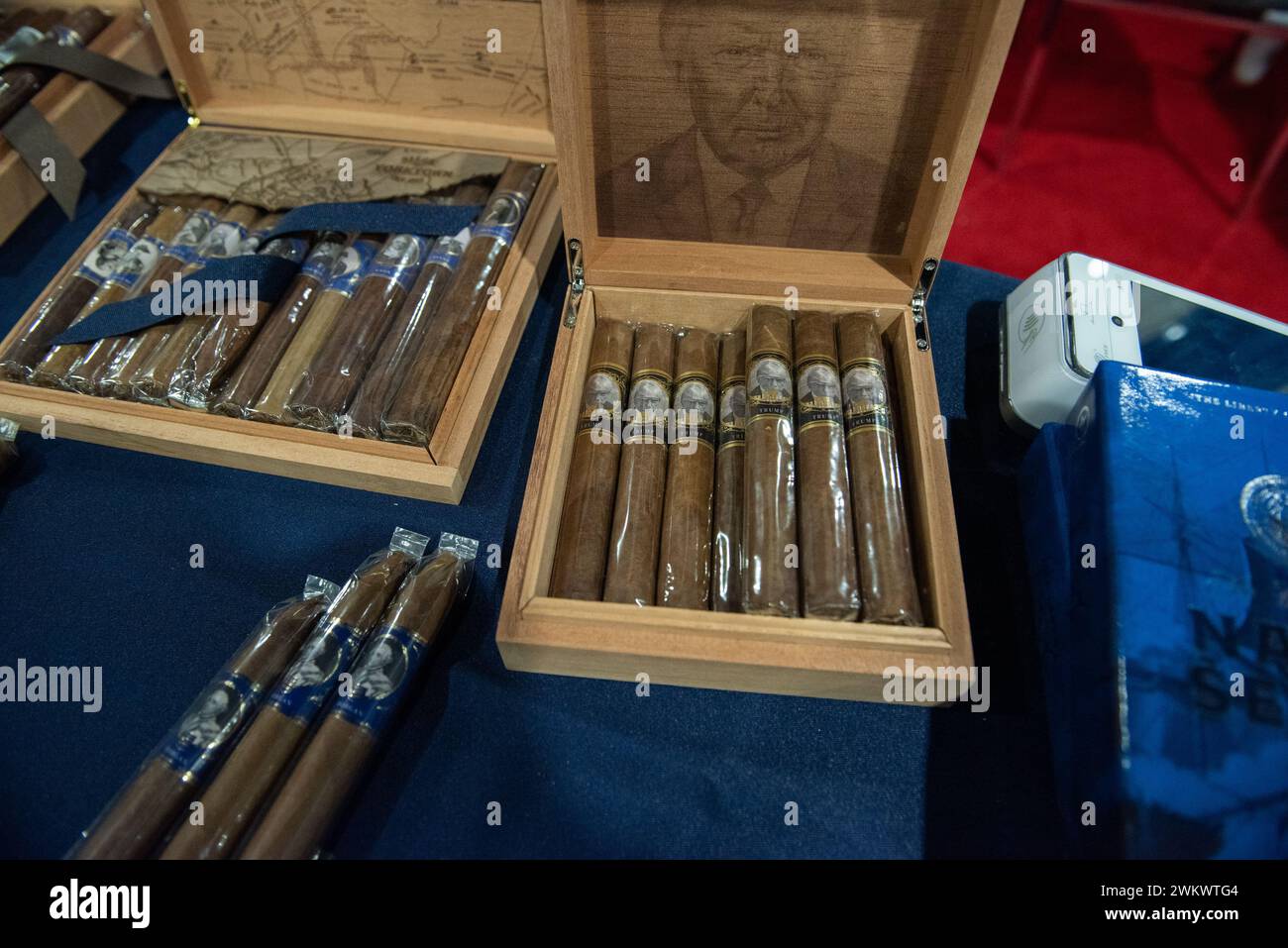 National Harbor, Maryland, USA. 22nd Feb 2024. Cigars branded with ...