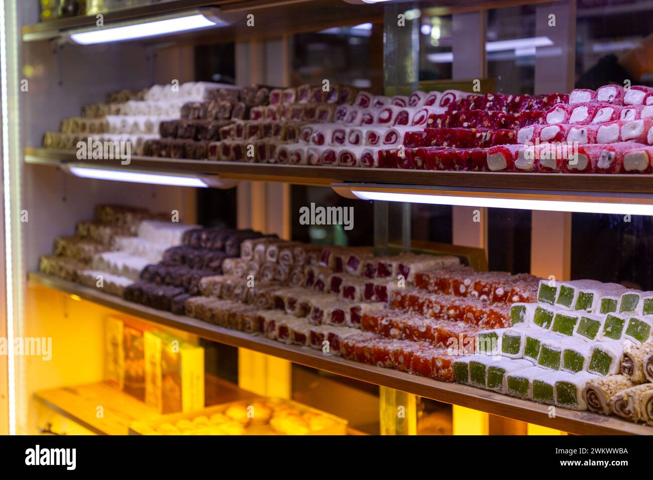 Traditional Bosnian lokum, a local variation of Turkish delight sold at ...