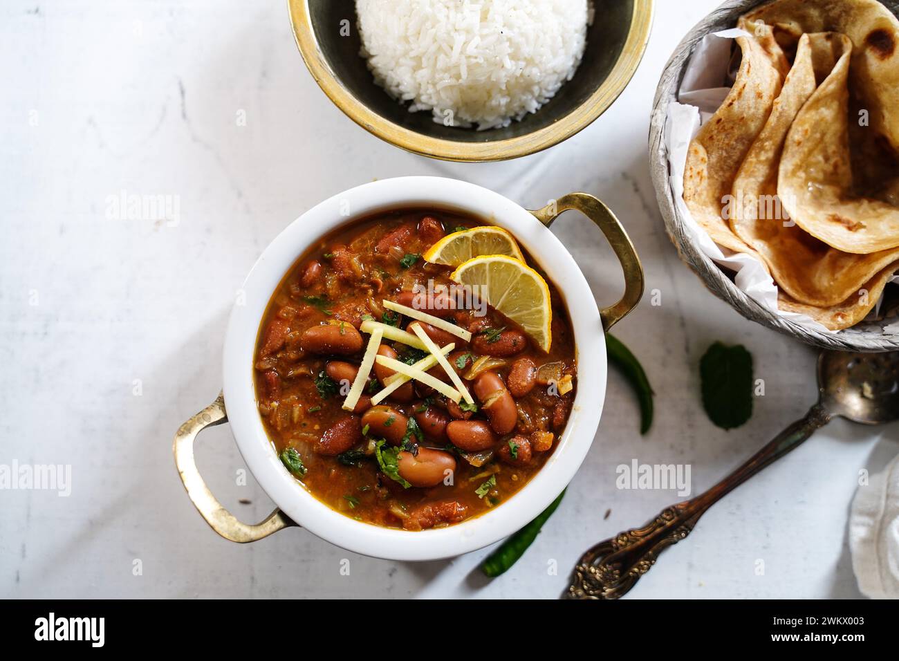 Rajma masala | Red kidney beans curry served with rice and roti Stock ...