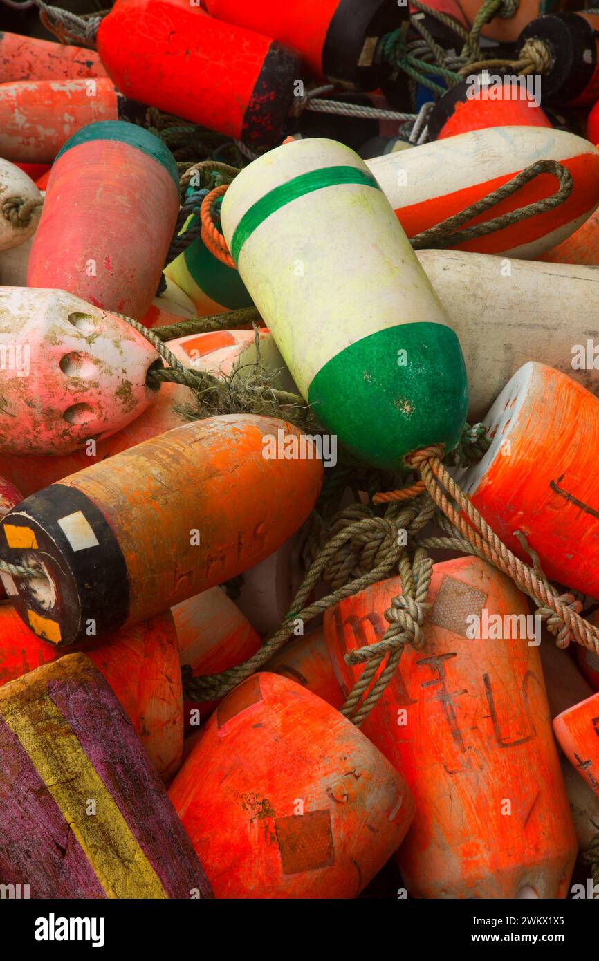 Crab pot floats, Port of Newport, Newport, Oregon Stock Photo - Alamy