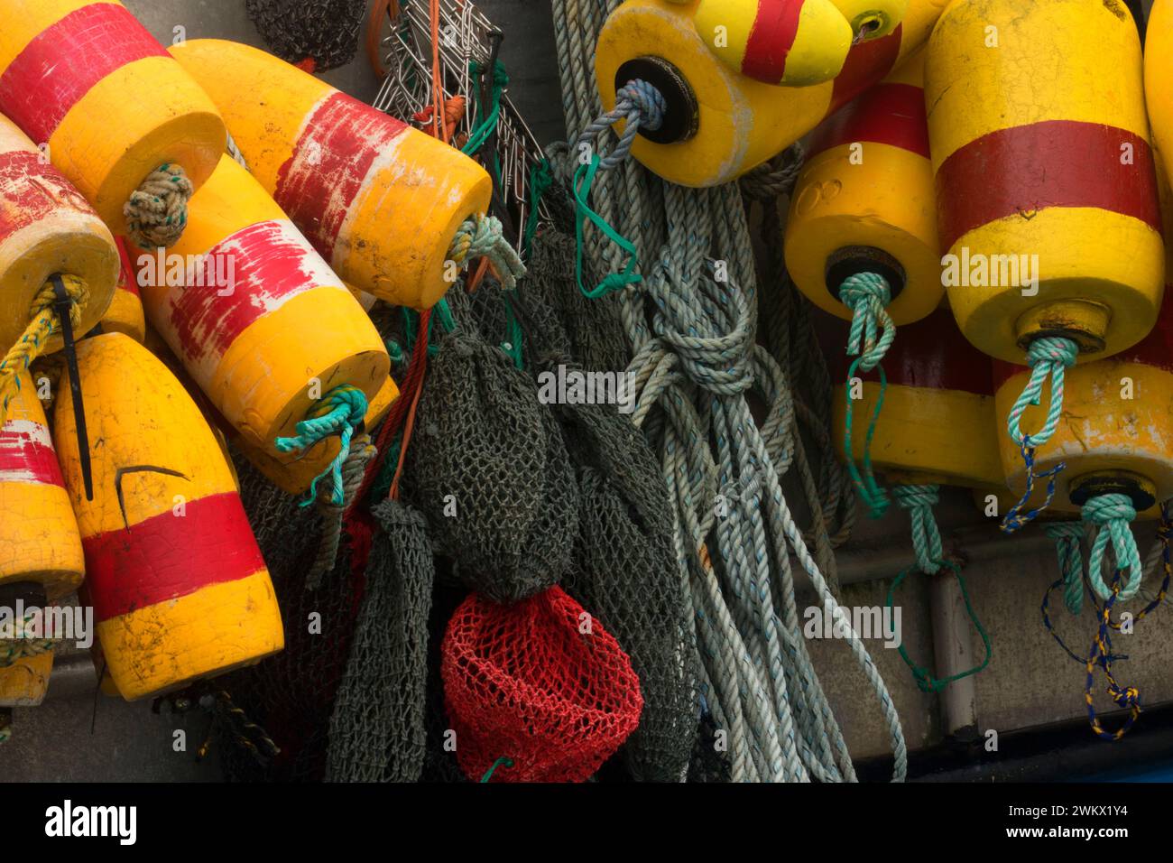 Crab pot floats, Port of Newport, Newport, Oregon Stock Photo - Alamy