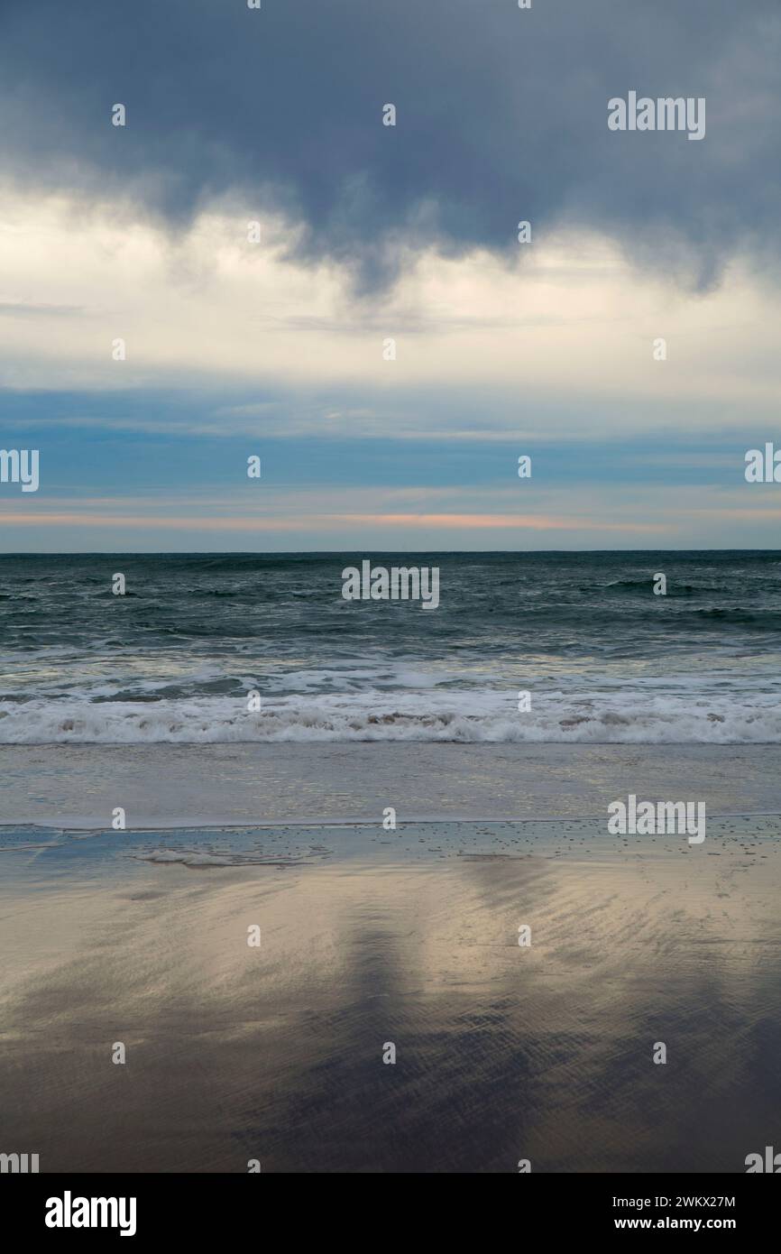 Beach reflection, Roads End State Park, Lincoln City, Oregon Stock ...